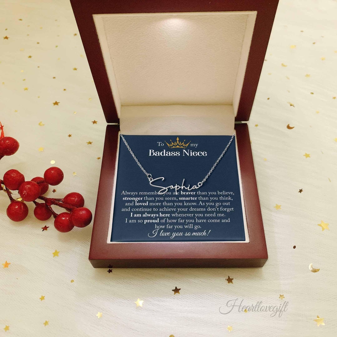Badass Niece Signature Necklace Personalised, Signature Name Necklace ...