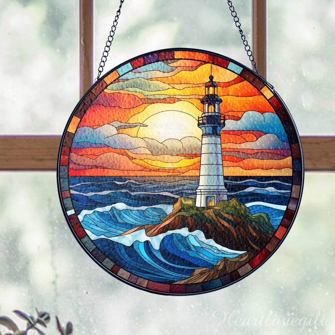 Lighthouse Glass Suncatcher Gift, Lighthouse Window Hangings, Perfect ...