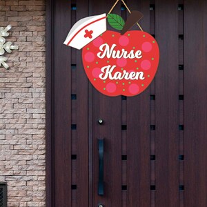 Personalized Apple NURSE SIGN, School Nurse Apple Sign, Wooden School ...