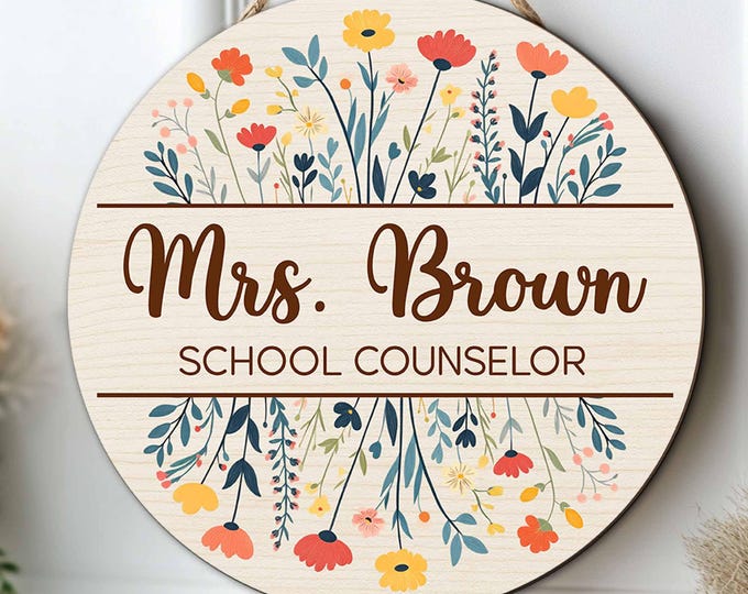 School Counselor Succulents Door Sign, Personalized School Counselor ...