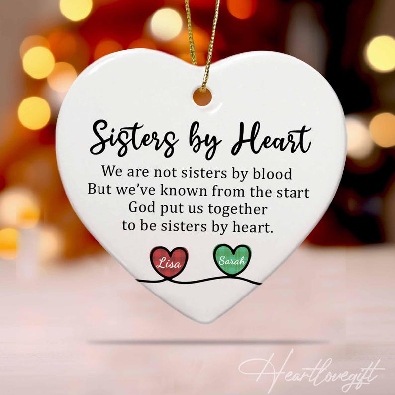 Sisters by Heart Ornament/soul Sisters Ornament Gift/custom Friendship ...