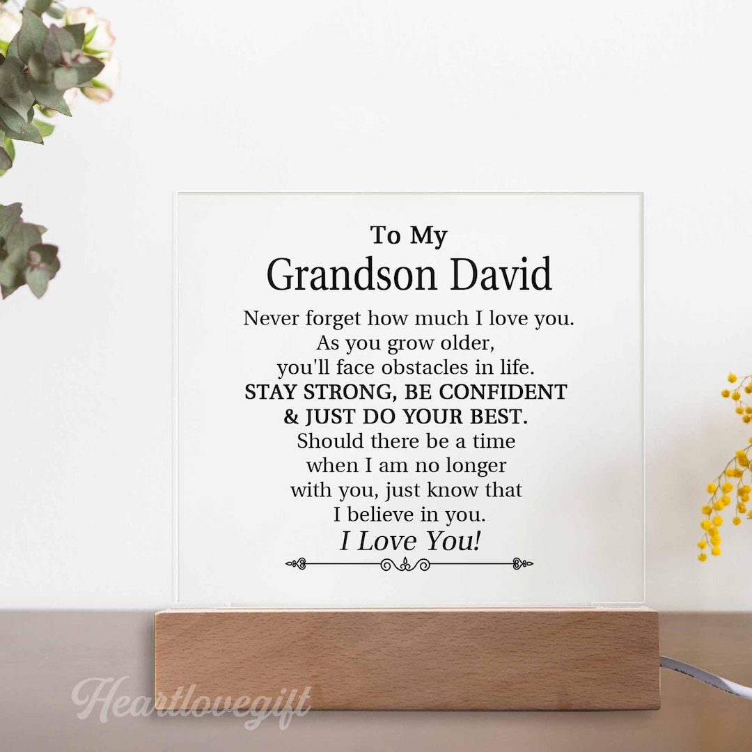 To My/our Grandson Acrylic Square Plaque/grandson Gift From Grandma ...