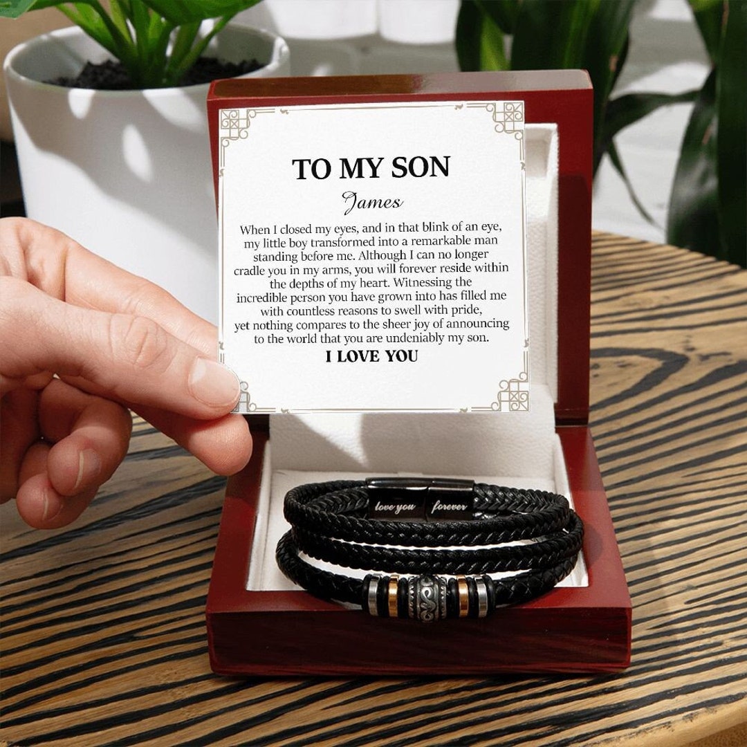 Meaningful Leather Bracelet for Son, Personalized Gift for Son From Mom ...