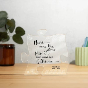 Personalized Acrylic Puzzle, Never Forget That You Are the Piece That ...