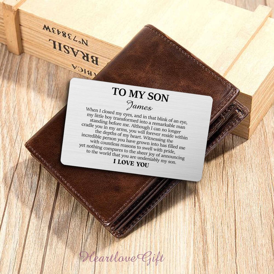 Engraved Silver Wallet Insert Card Gift for Son/gift for Son From Mom ...