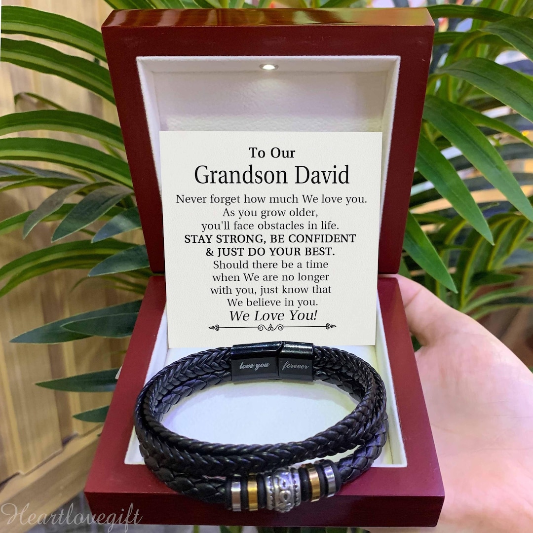 To My/our Grandson Leather Bracelet, Grandson Bracelet Gift From ...