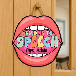Personalized Speech Therapy Door Sign, Name Sign Hanger Speech Language ...
