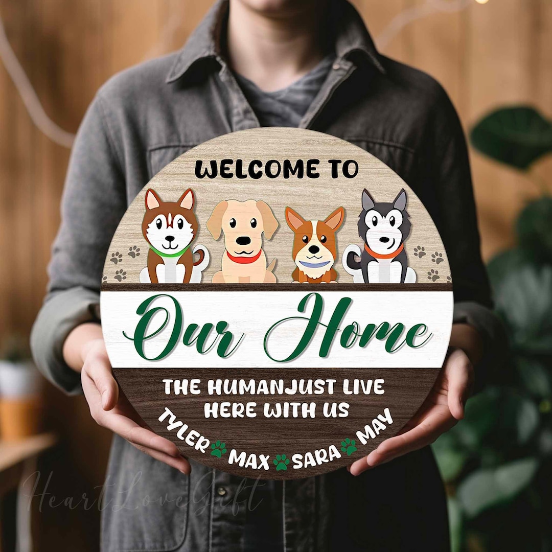 Personalized Welcome to Our House Door Sign, Dog Welcome Sign, Pet Door ...