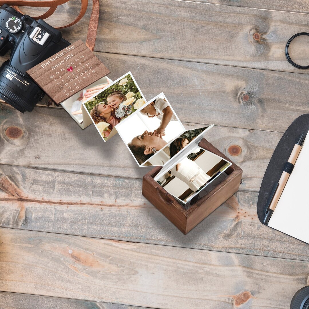 Pull Out Photo Album Wooden Box, First Mother's Day Wooden Photo Frame ...
