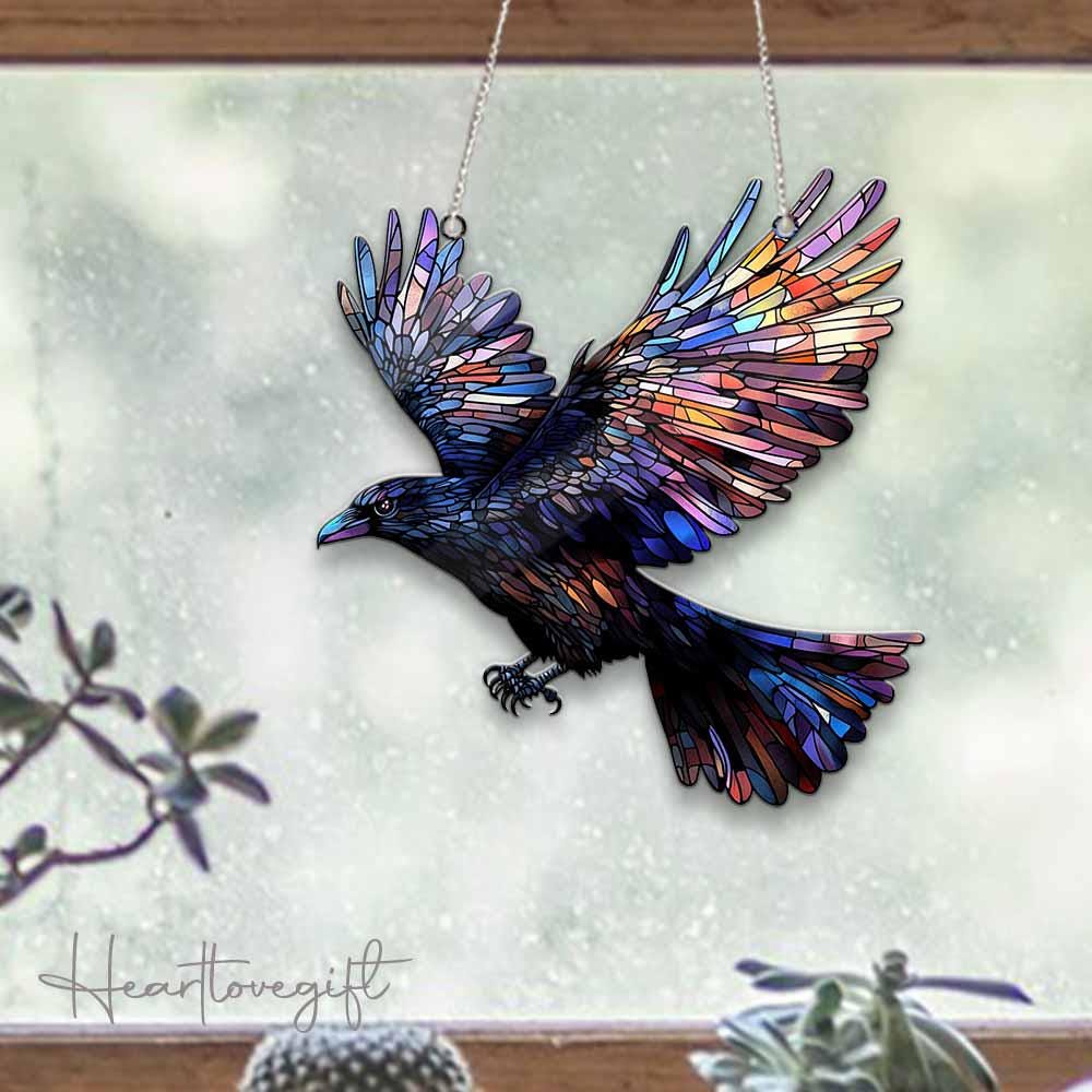 Raven Acrylic Suncatcher Window Hanging, Gothic Suncatcher Raven Crow ...
