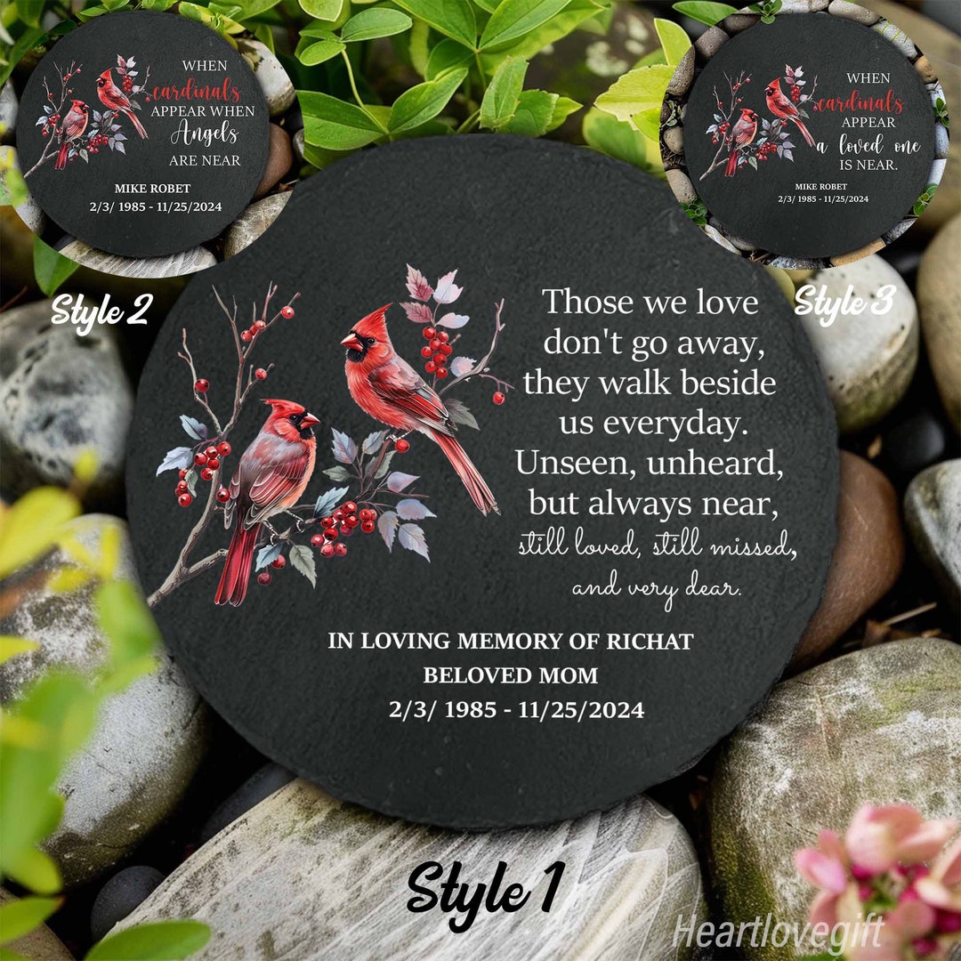 Memorial Stone With Cardinal Gift, Personalized Memorial Gift for Home ...