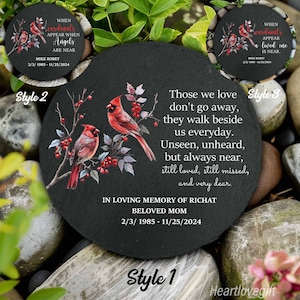 Memorial Stone With Cardinal Gift, Personalized Memorial Gift for Home ...