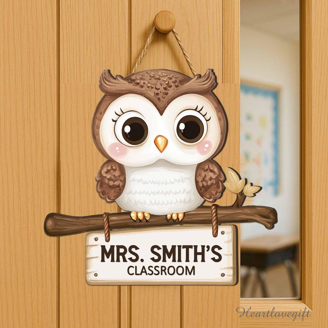 Personalized Owl Sign for Classroom, Cute Teacher Door Sign, Back to ...