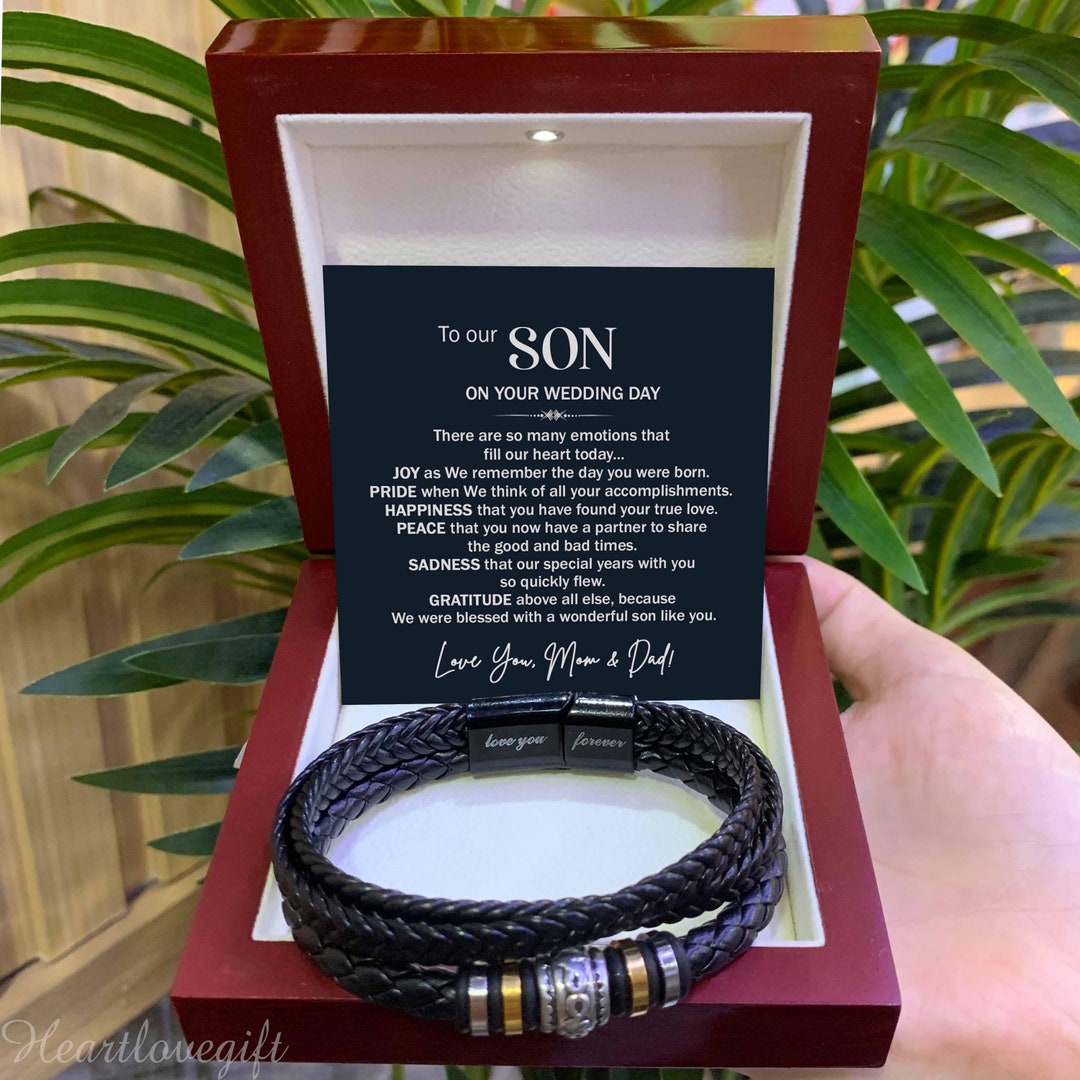 Son Getting Married Gift From Mom, Leather Bracelet Gift to Son on ...