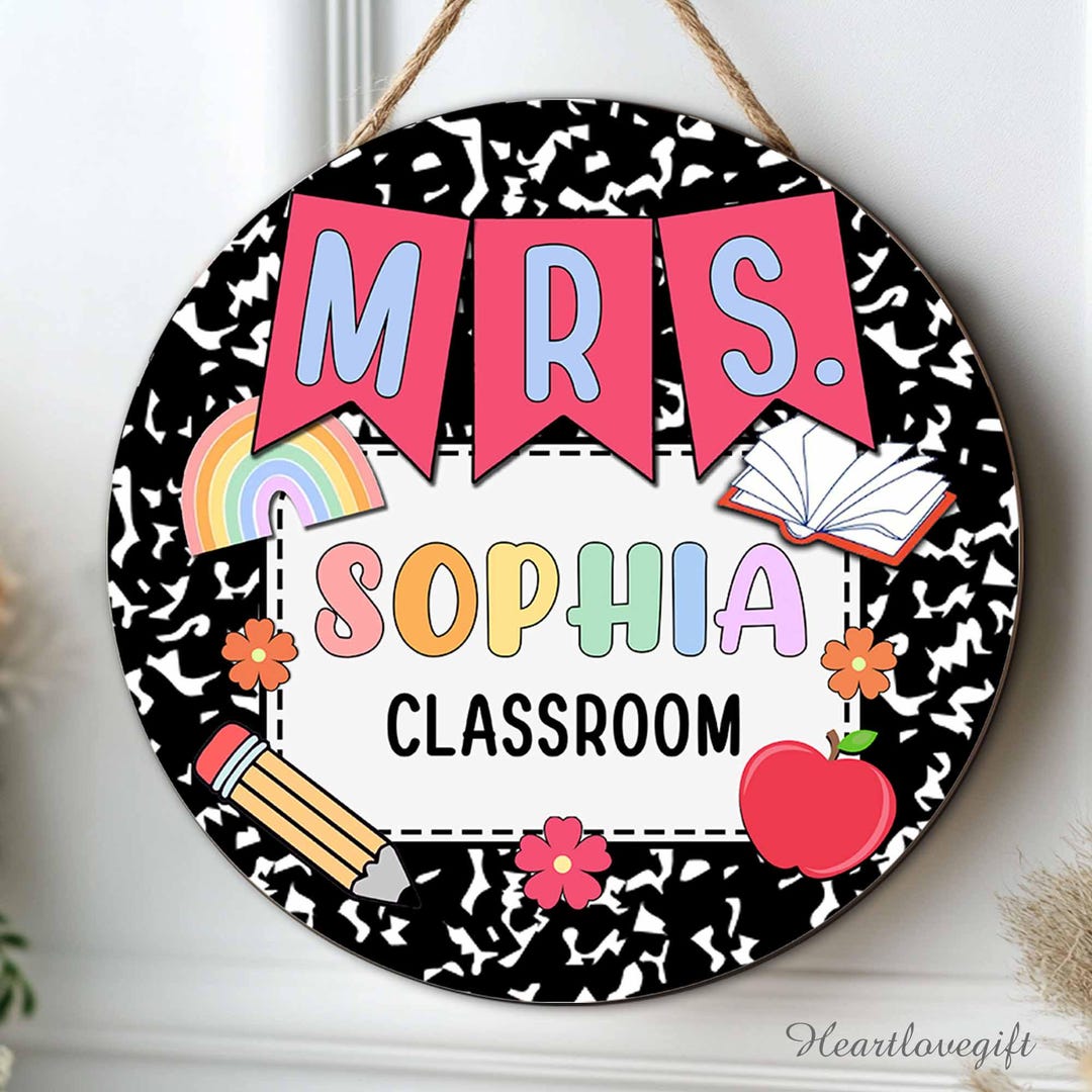 Personalized Teacher Door Sign/welcome Teacher's Classroom Sign/retro ...