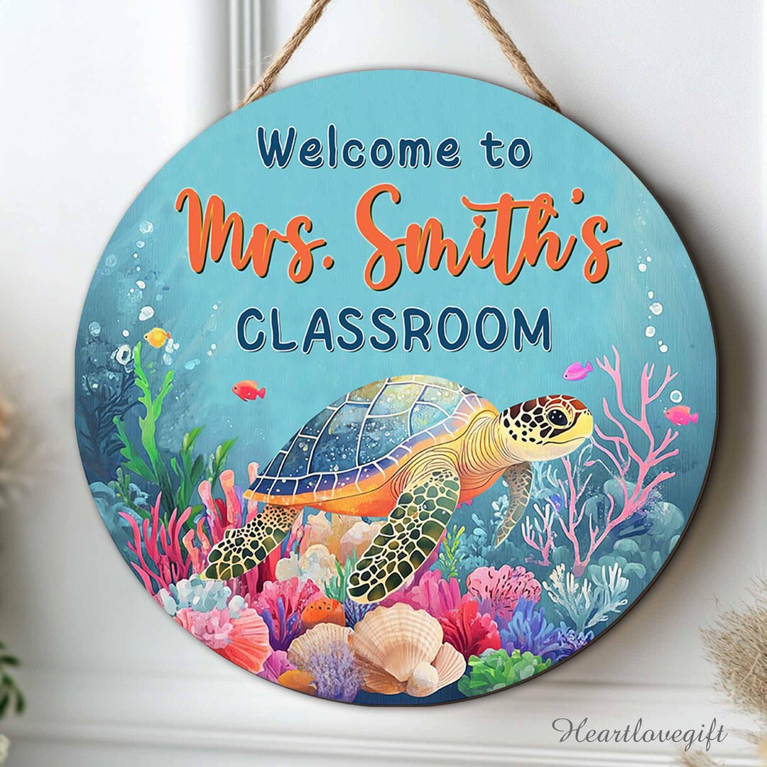 Personalized Teacher Door Sign, Ocean Sea Themed Door Sign, Teacher ...