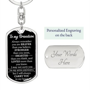 To Grandson Keychain From Grandma, Personalized Keyring for Grandson ...
