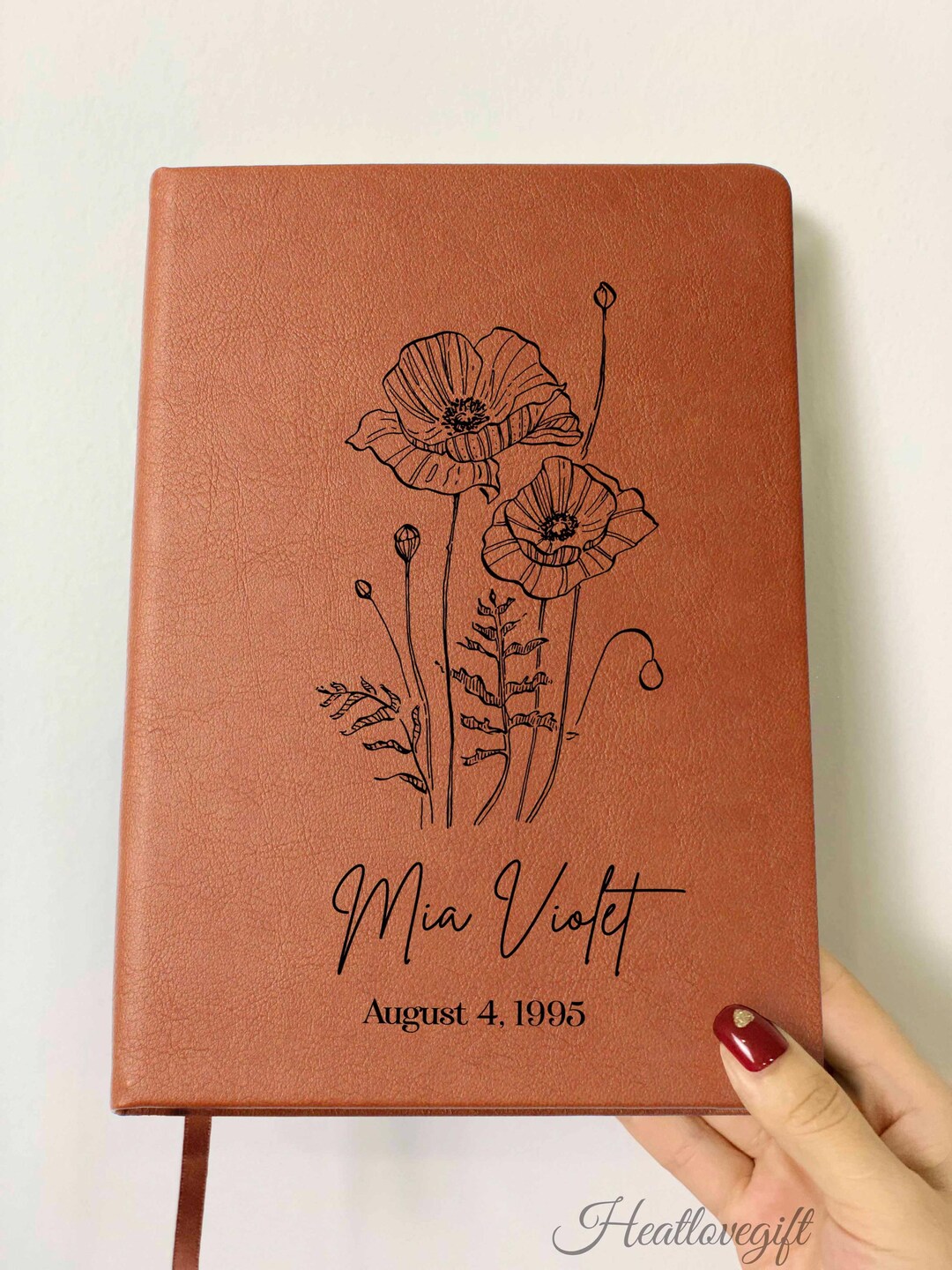 Personalized Birth Month Flowers Journal, Minimalist Birth Flower Gift ...