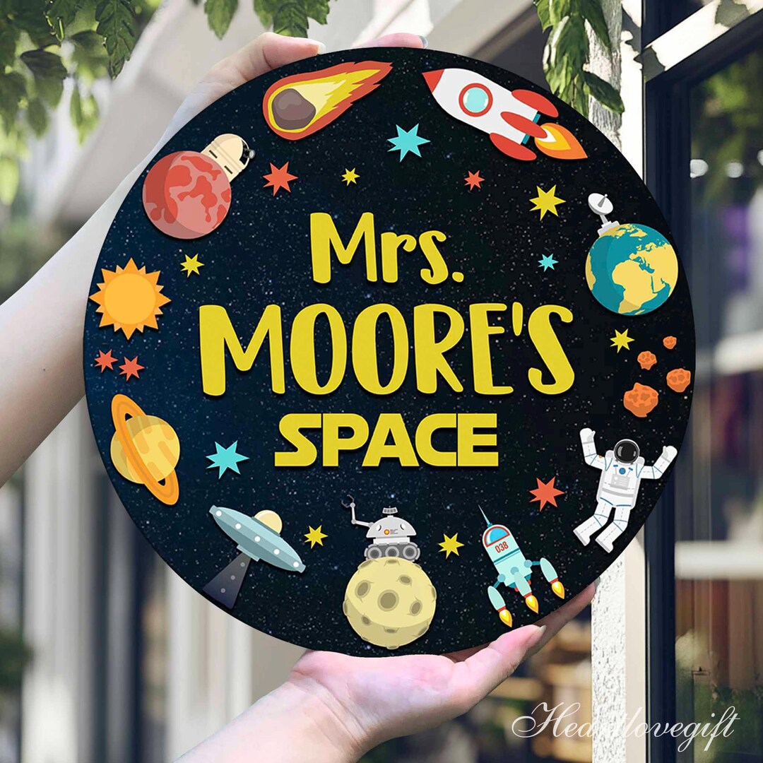 Custom Space Themed Door Sign, Custom Teacher Door Sign, Space Sign for ...