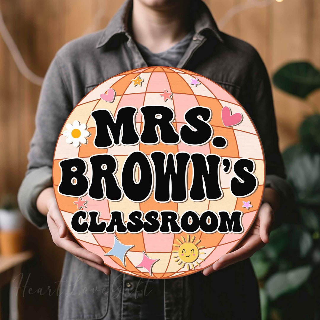 Personalized 3D Disco Classroom Door Sign/groovy Teacher Door Sign ...