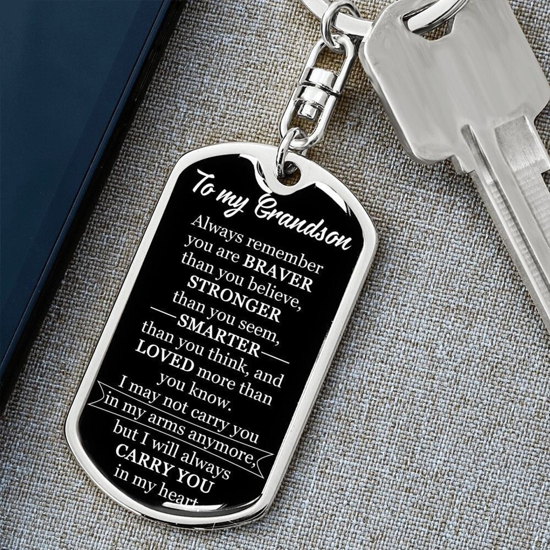 To Grandson Keychain From Grandma, Personalized Keyring for Grandson ...