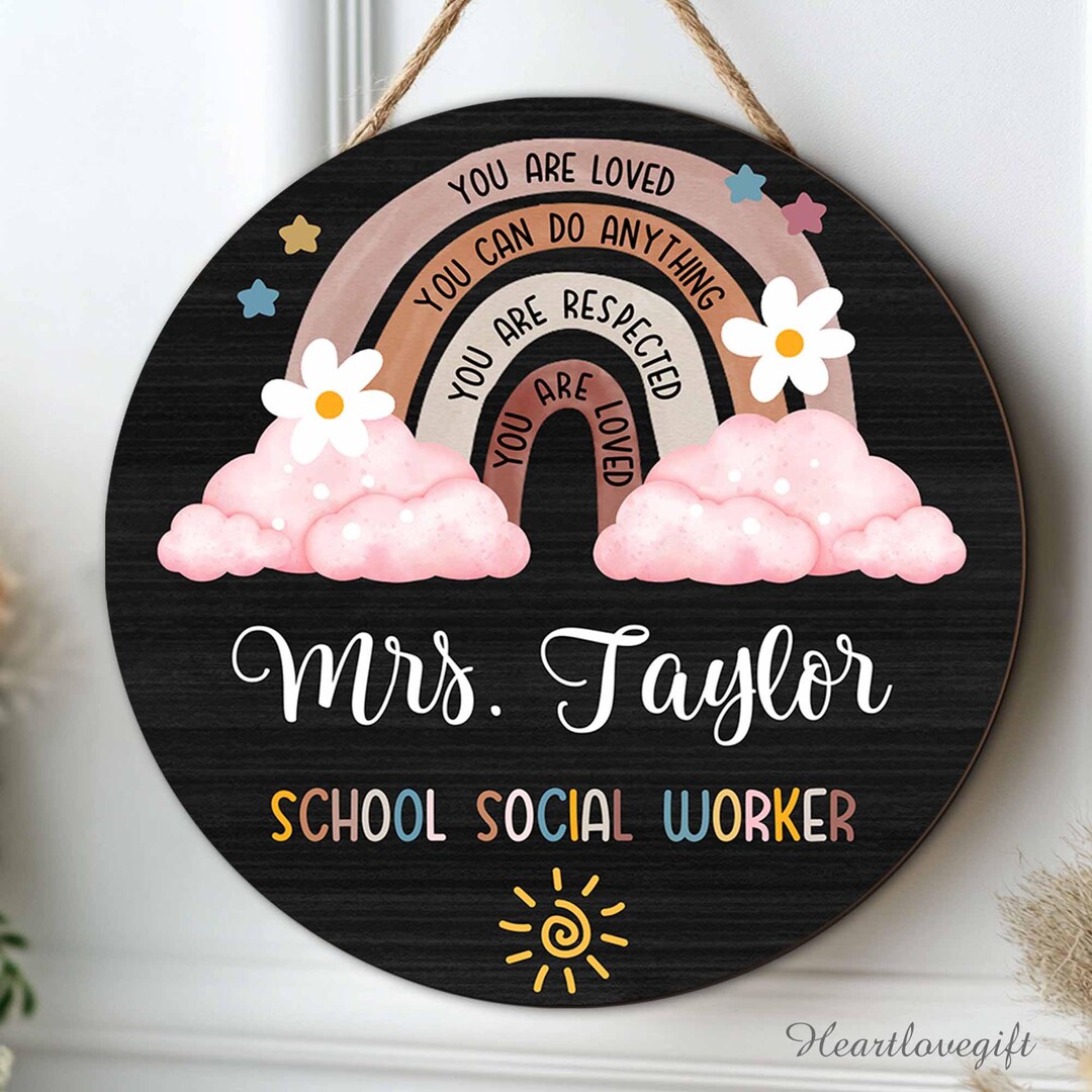 School Social Worker Door Sign, Custom Teacher Door Hanger, Social ...