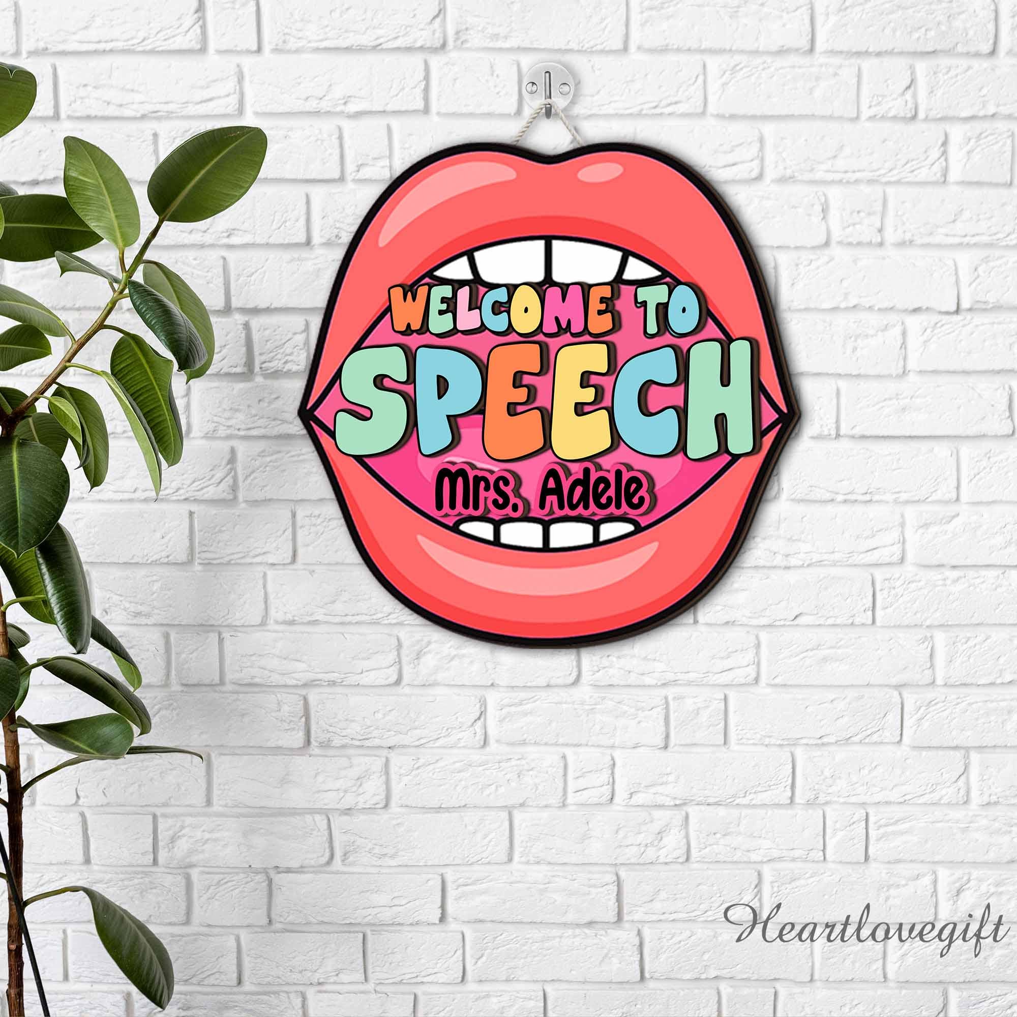 Personalized Speech Therapy Door Sign, Name Sign Hanger Speech Language ...