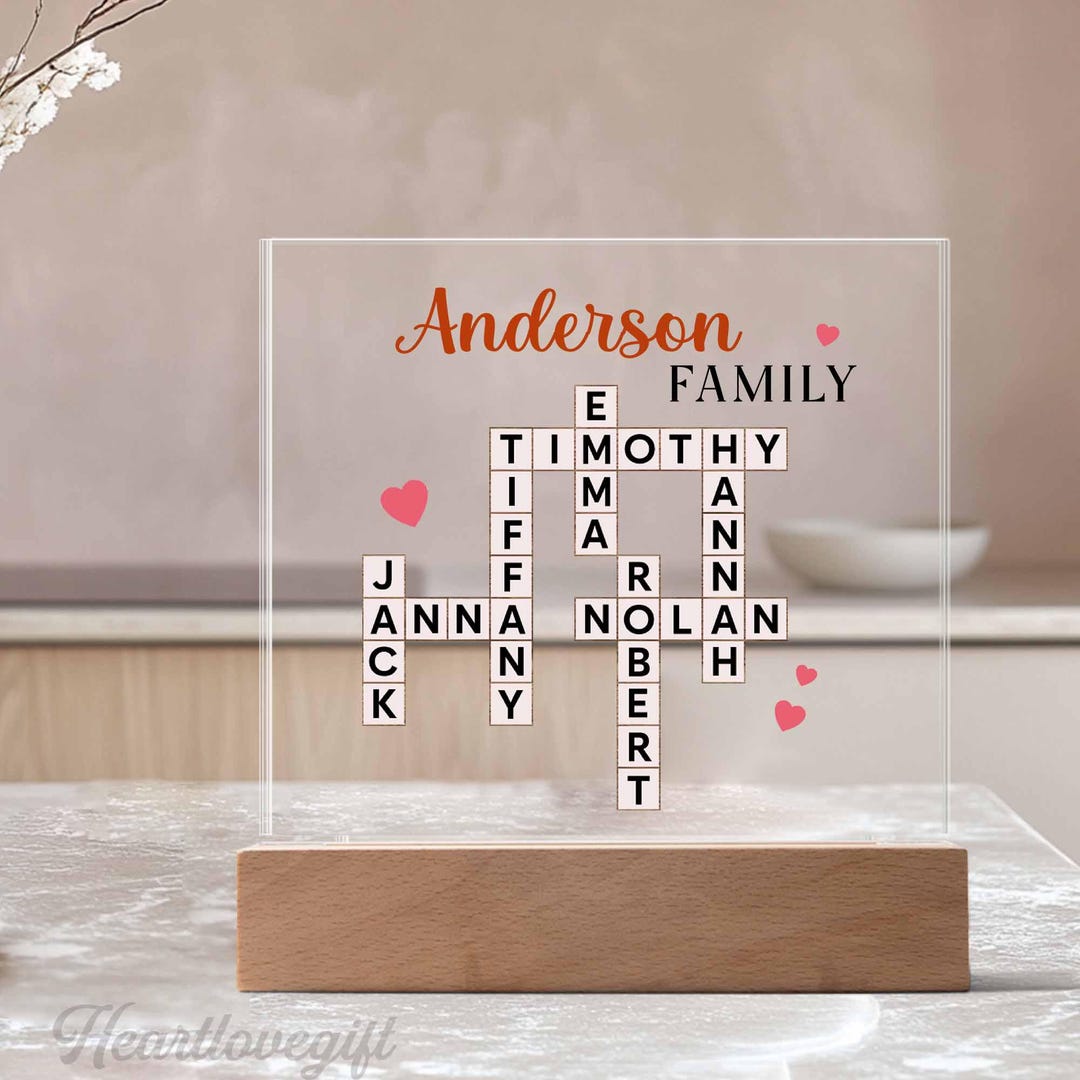 Personalized Scrabble Plaque Sign, Grandkids Crossword Scrabble Plaque ...