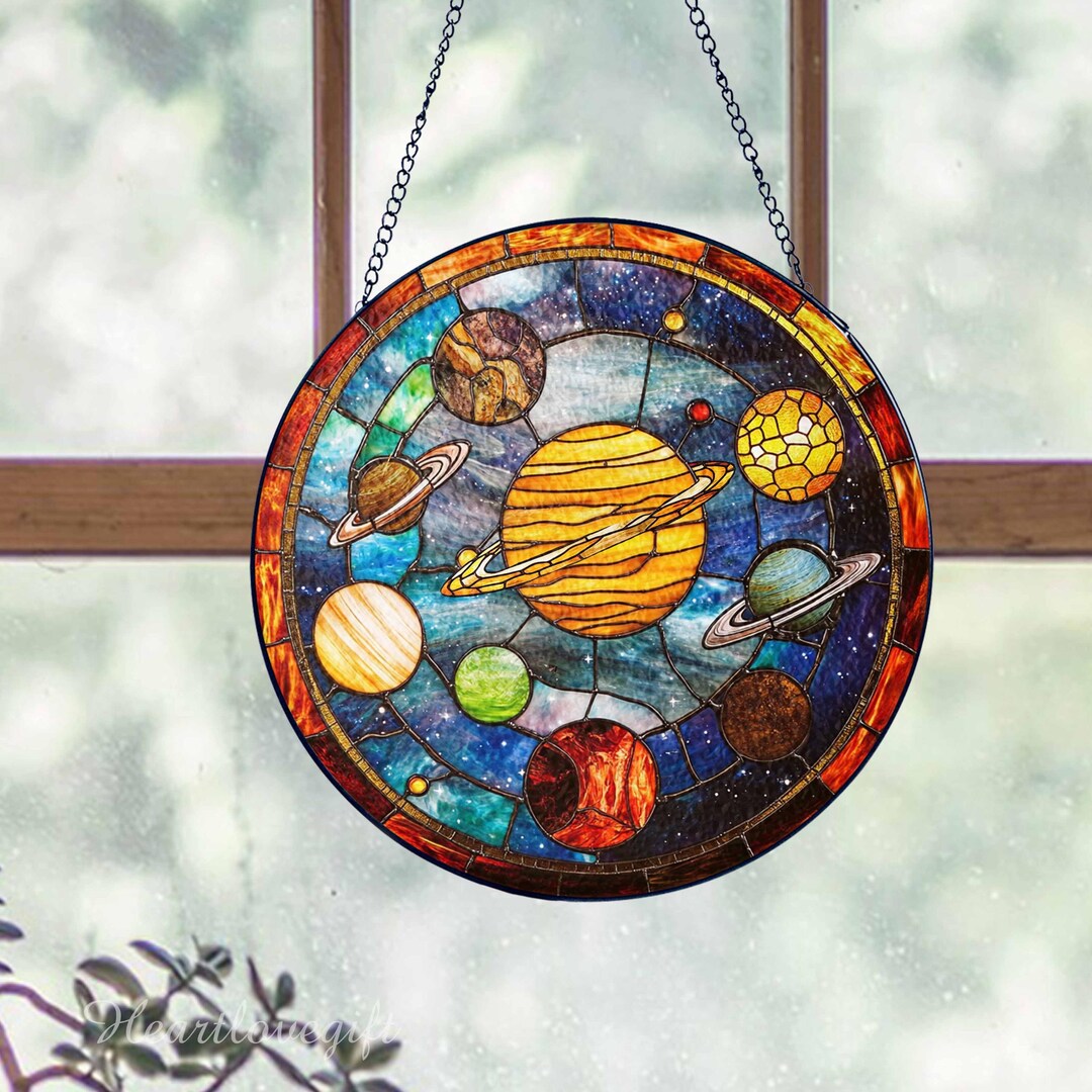 The Solar System Stained Glass Suncatcher - Etsy