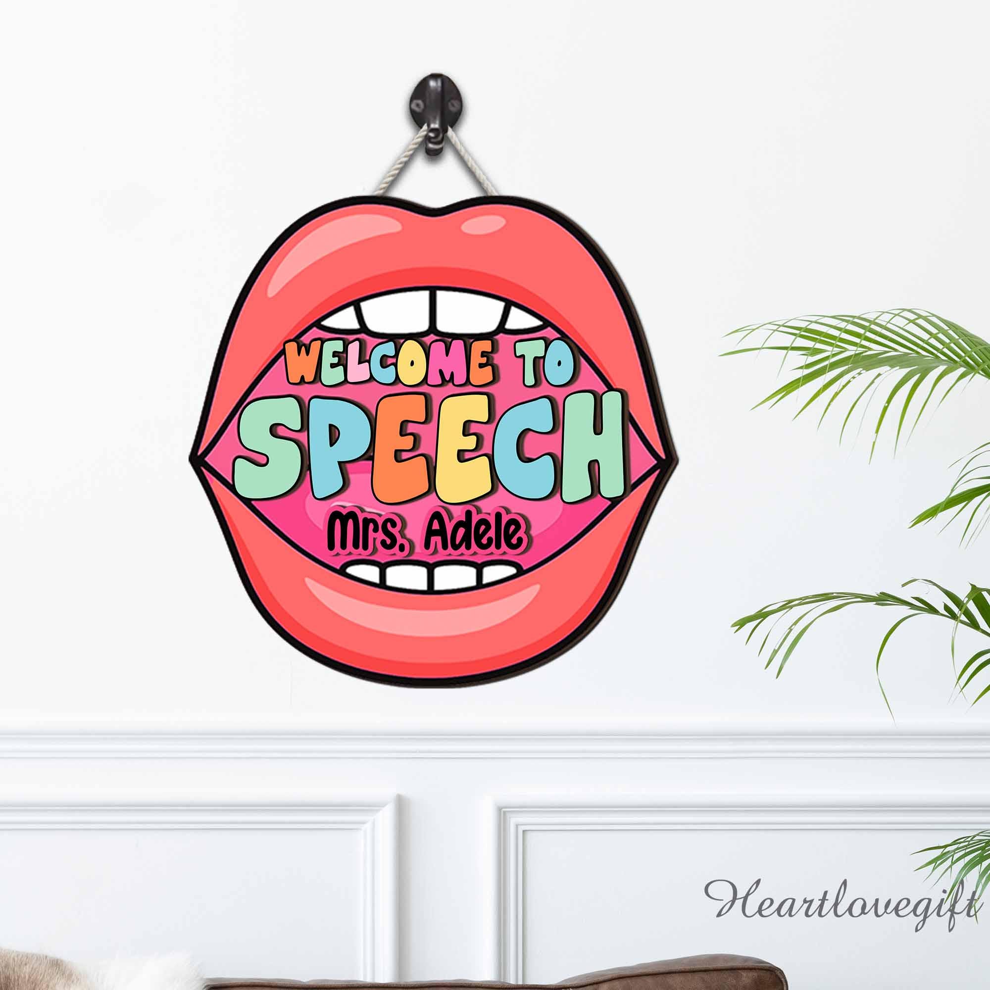 Personalized Speech Therapy Door Sign, Name Sign Hanger Speech Language ...