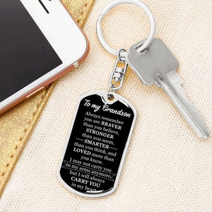 To Grandson Keychain From Grandma, Personalized Keyring for Grandson ...