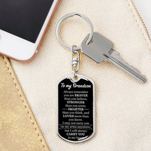 To Grandson Keychain From Grandma, Personalized Keyring for Grandson ...