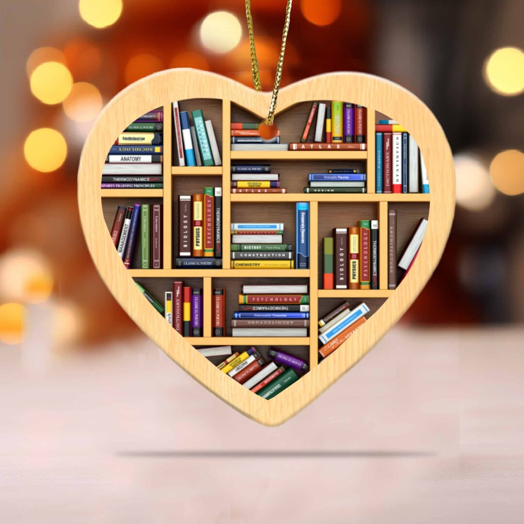 Book Lovers Ornament Gift/librarian Ornament/bookshelf Ornament/book ...