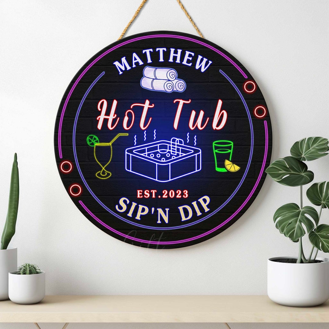 Personalized Hot Tub Wood Sign, Hot Tub Decor, Bathroom Decor, Patio ...