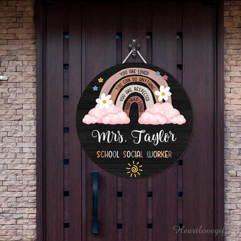 School Social Worker Door Sign, Custom Teacher Door Hanger, Social ...