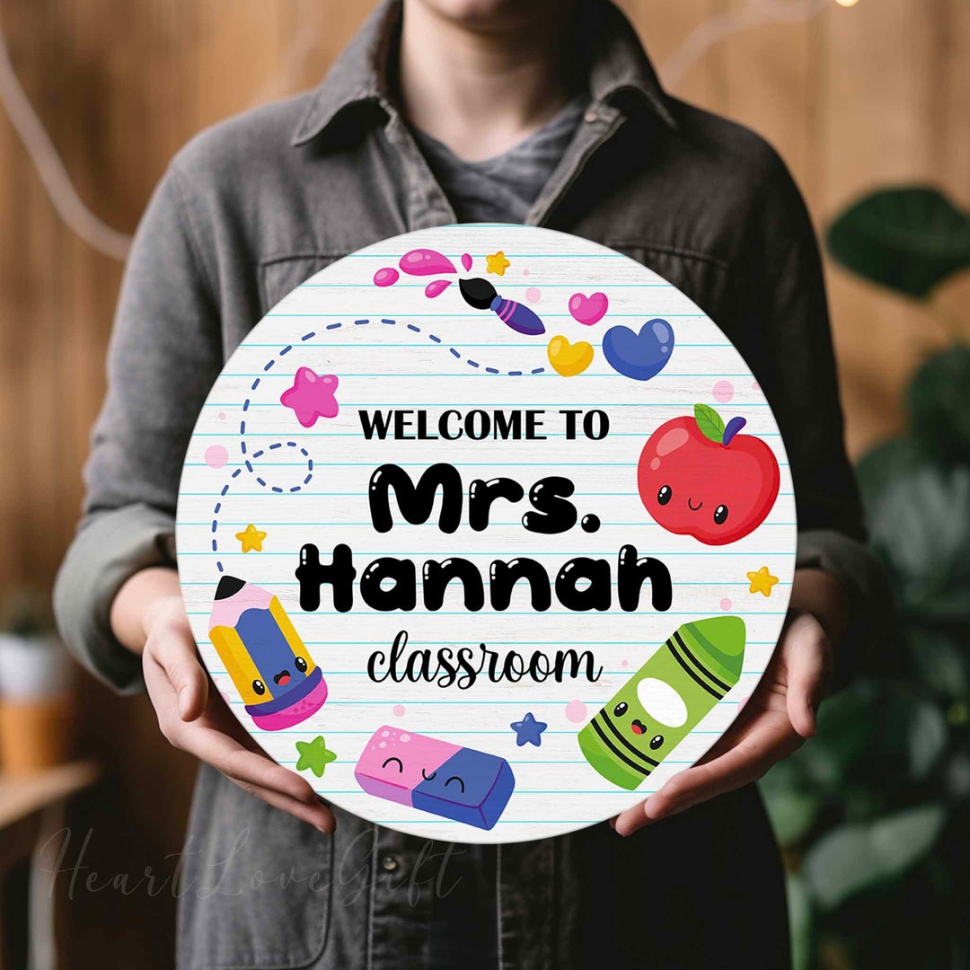 Personalized Teacher Door Sign, Teacher Welcome Door Hanger, Back to ...