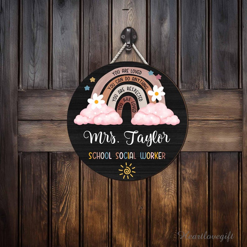 School Social Worker Door Sign, Custom Teacher Door Hanger, Social ...