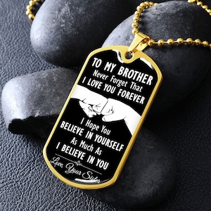 To My Brother Dog Tag Necklace/birthday Gift for Brother From Sister ...