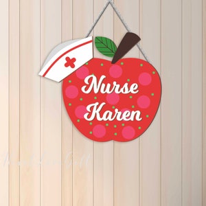 Personalized Apple NURSE SIGN, School Nurse Apple Sign, Wooden School ...