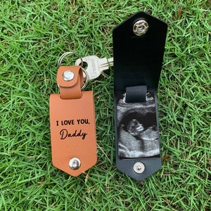 Personalized Leather Photo Keychain Gift for Daddy/ultrasound Baby ...