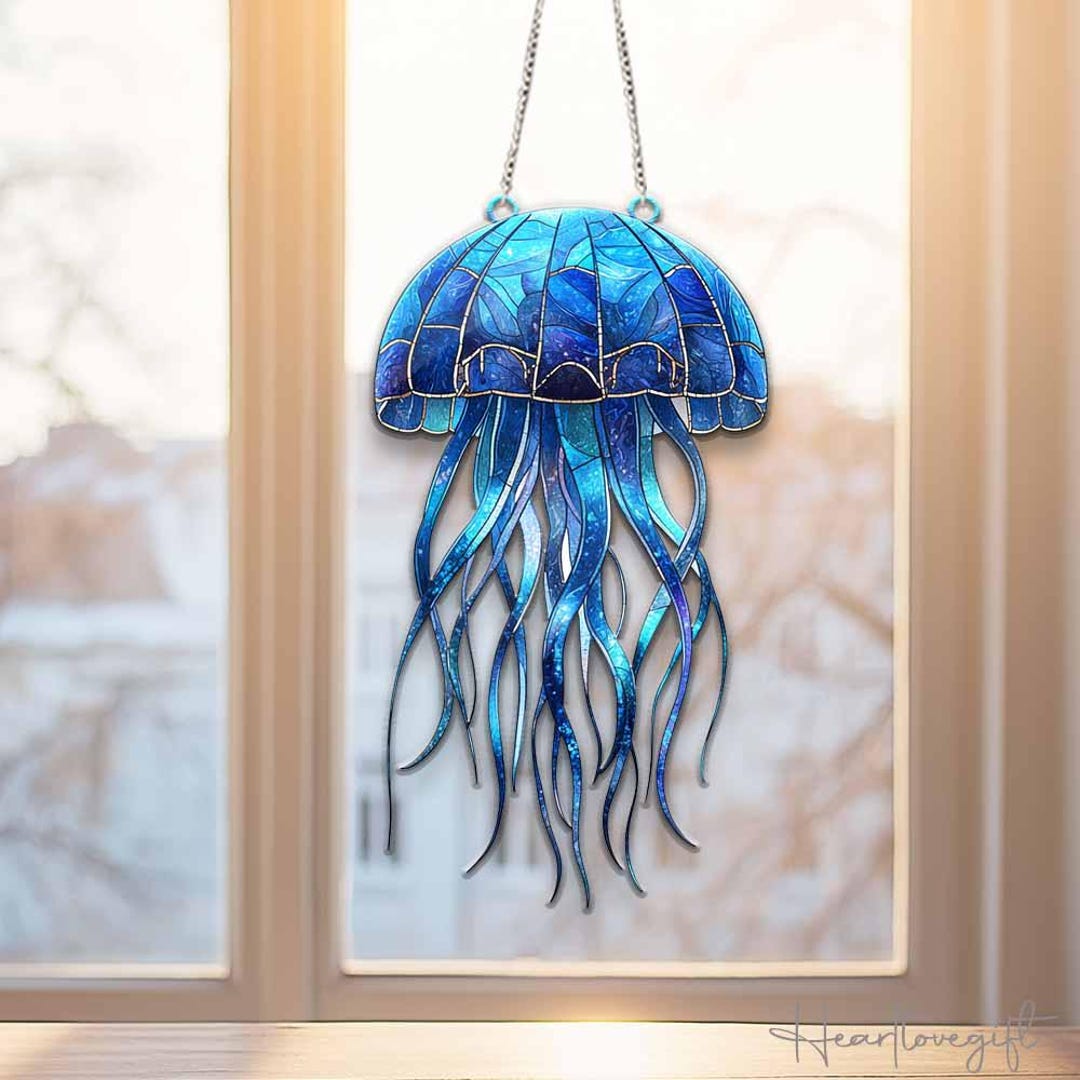 Jellyfish Acrylic Window Hanging, Octopus Window Hangings/ocean ...