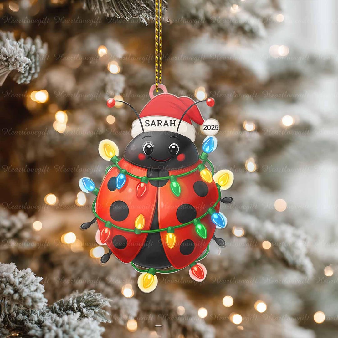 Personalized Ladybug Christmas Ornament, 2D Cute Bug Ornament, Ladybug ...