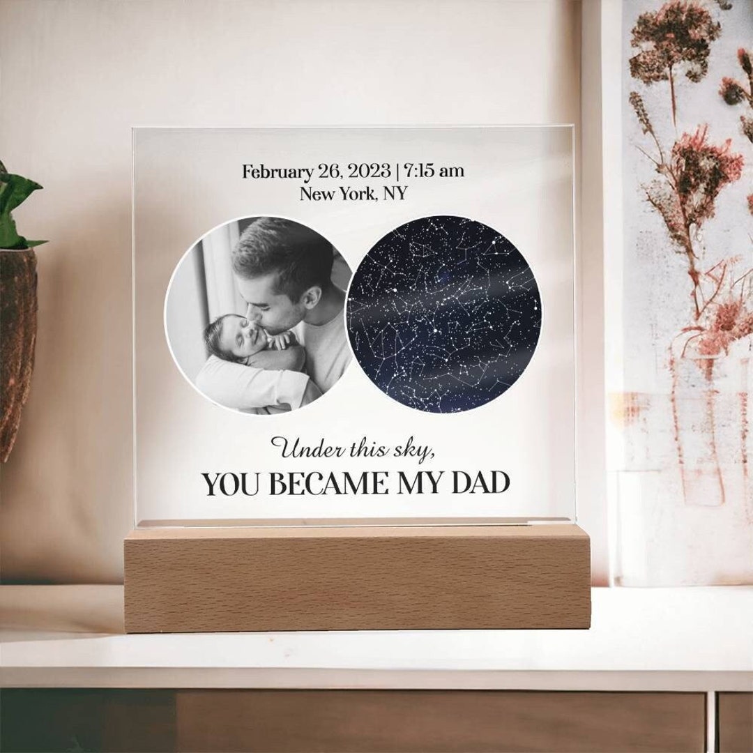 Custom Star Map With Photo Plaque for Dad, Night Sky Acrylic Sign for ...