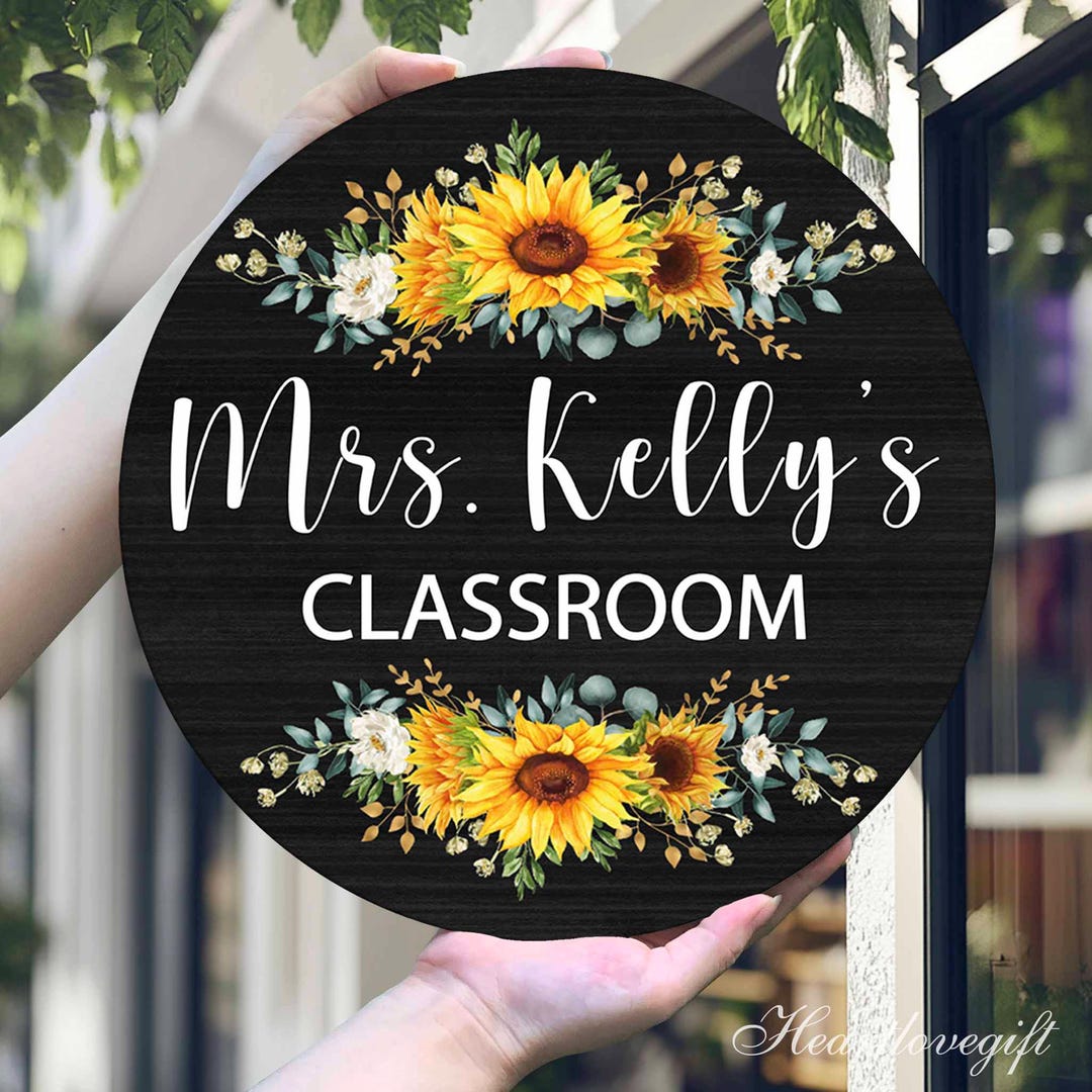 Teacher Sunflower Door Hanger/classroom Door Sign/teacher Classroom ...