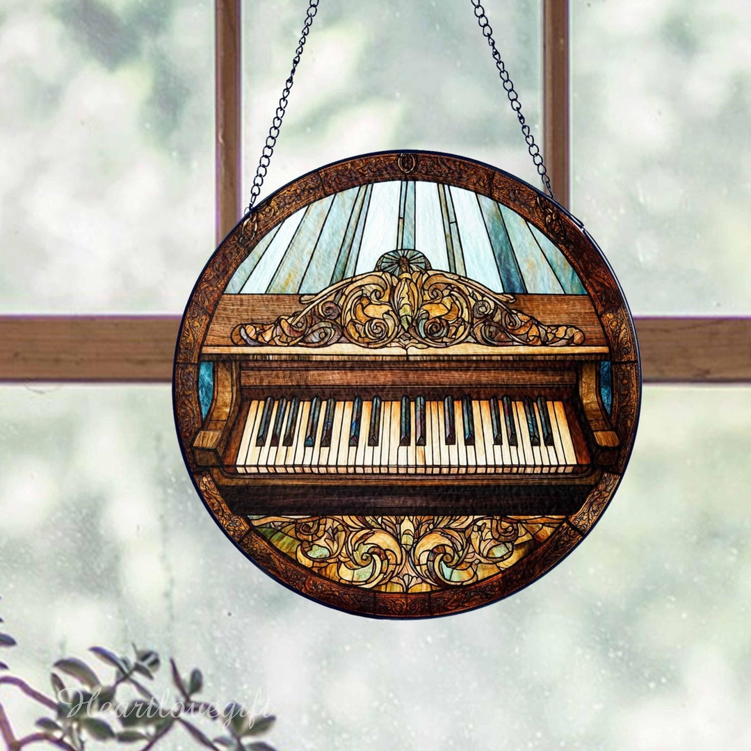 Piano Stained Glass Suncatcher Gift, Piano Keys Light Catcher, Gift for ...