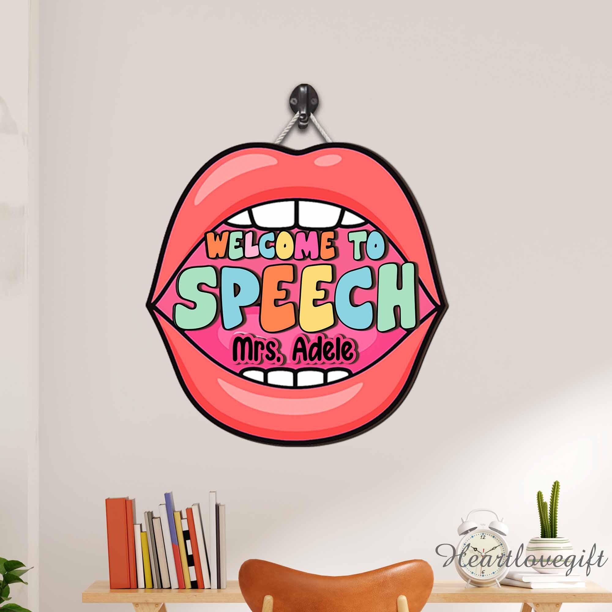 Personalized Speech Therapy Door Sign, Name Sign Hanger Speech Language ...