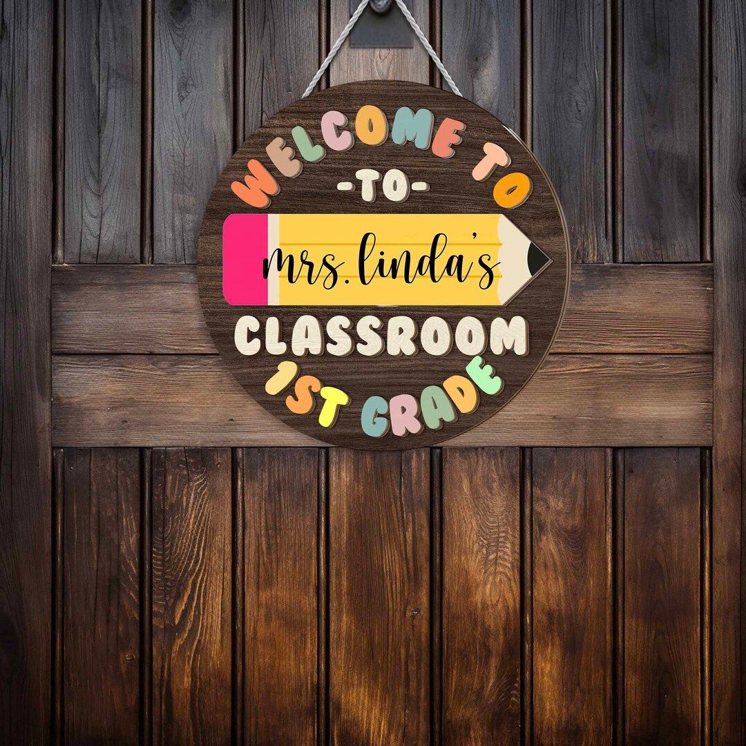 3D Teacher Door Sign, Custom Grade Teacher Name Sign, Classroom Door ...