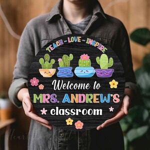 Custom Classroom Wooden Sign, Cute Cactus Teacher Door Sign, Back to ...