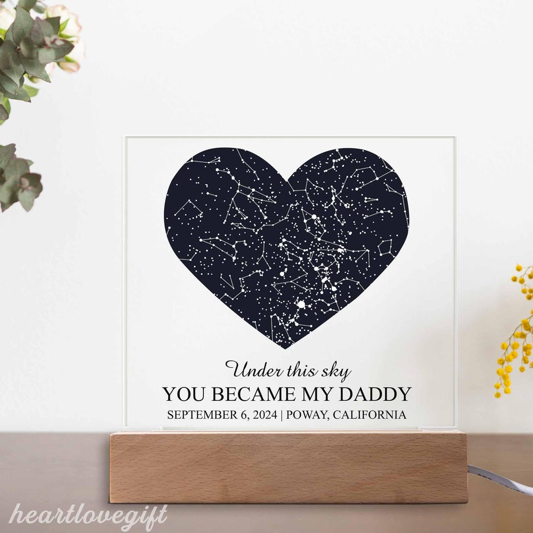 The Day You Became My Dad Gift, Custom Night Sky Plaque for Dad on ...