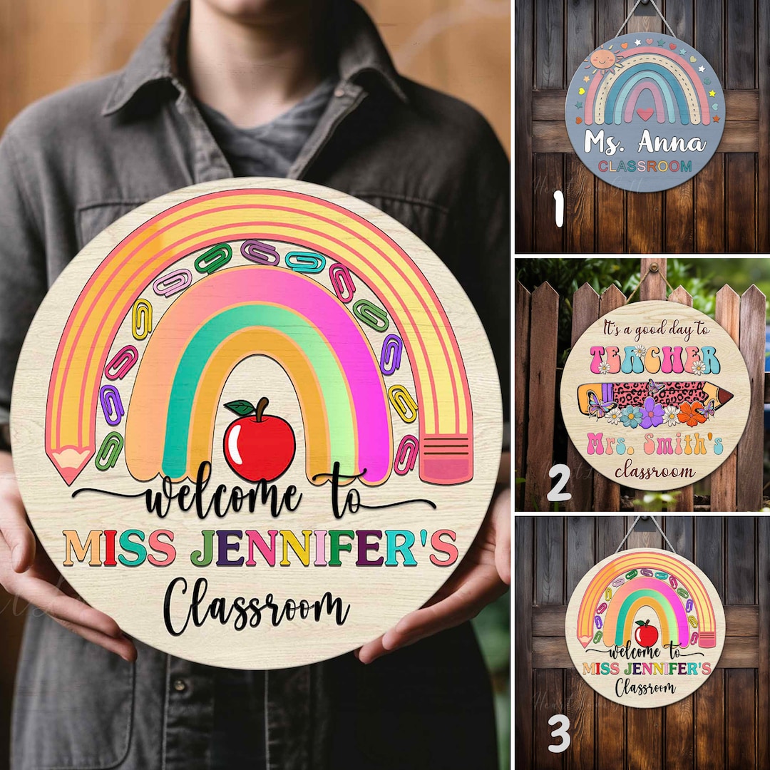Teacher Classroom Door Hanger/teacher Name Sign Door/welcome to Our ...